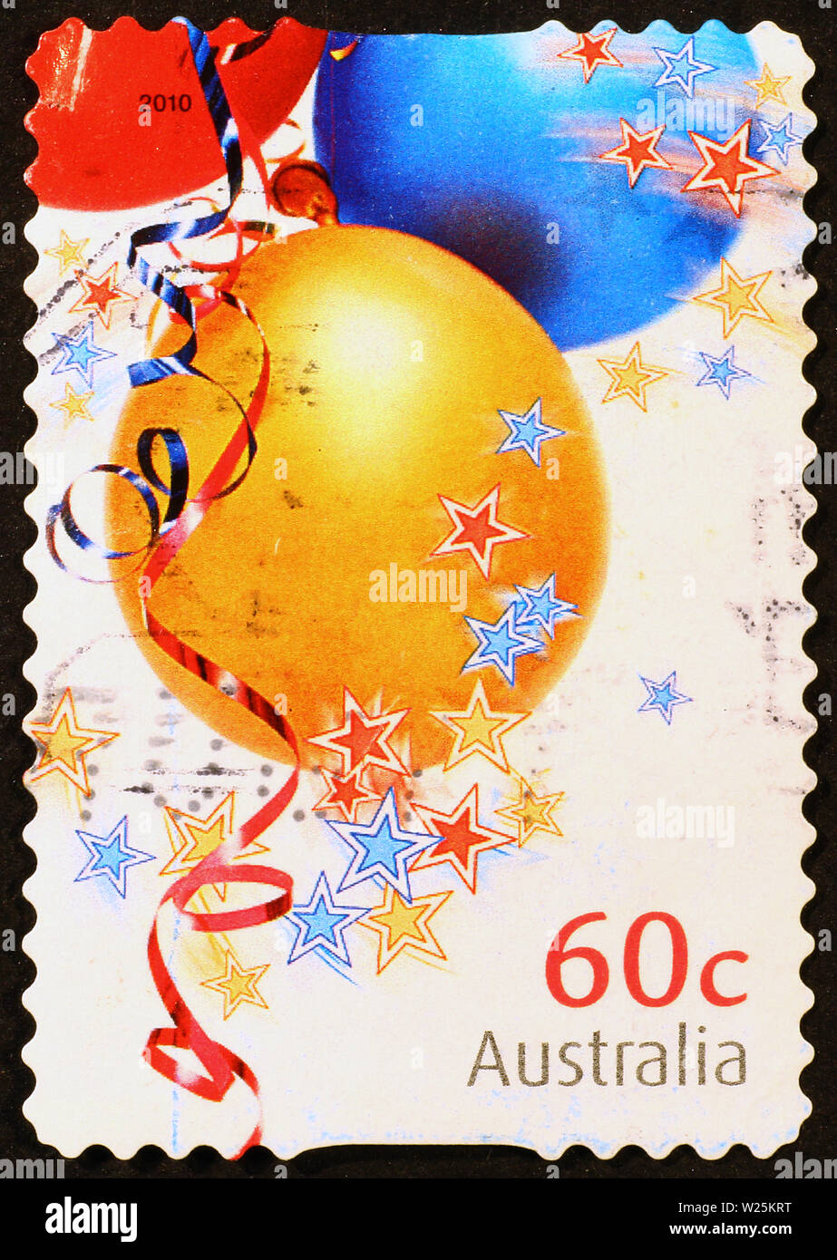 Australian postage stamp with balloons & streamers Stock Photo - Alamy