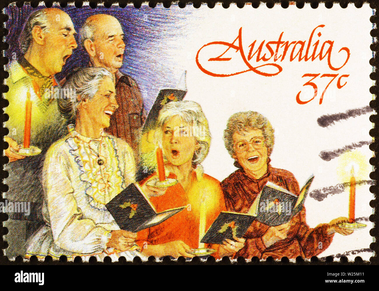 Choir singing Christmas carol on australian postage stamp Stock Photo ...