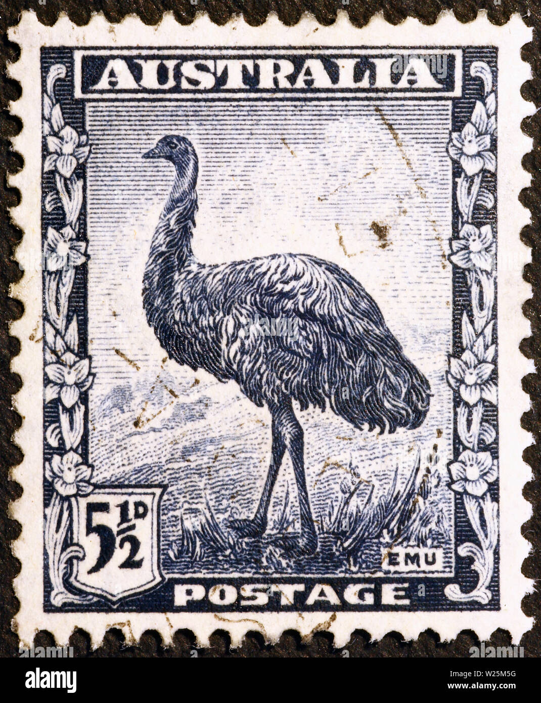 Emu on vintage australian postage stamp Stock Photo - Alamy
