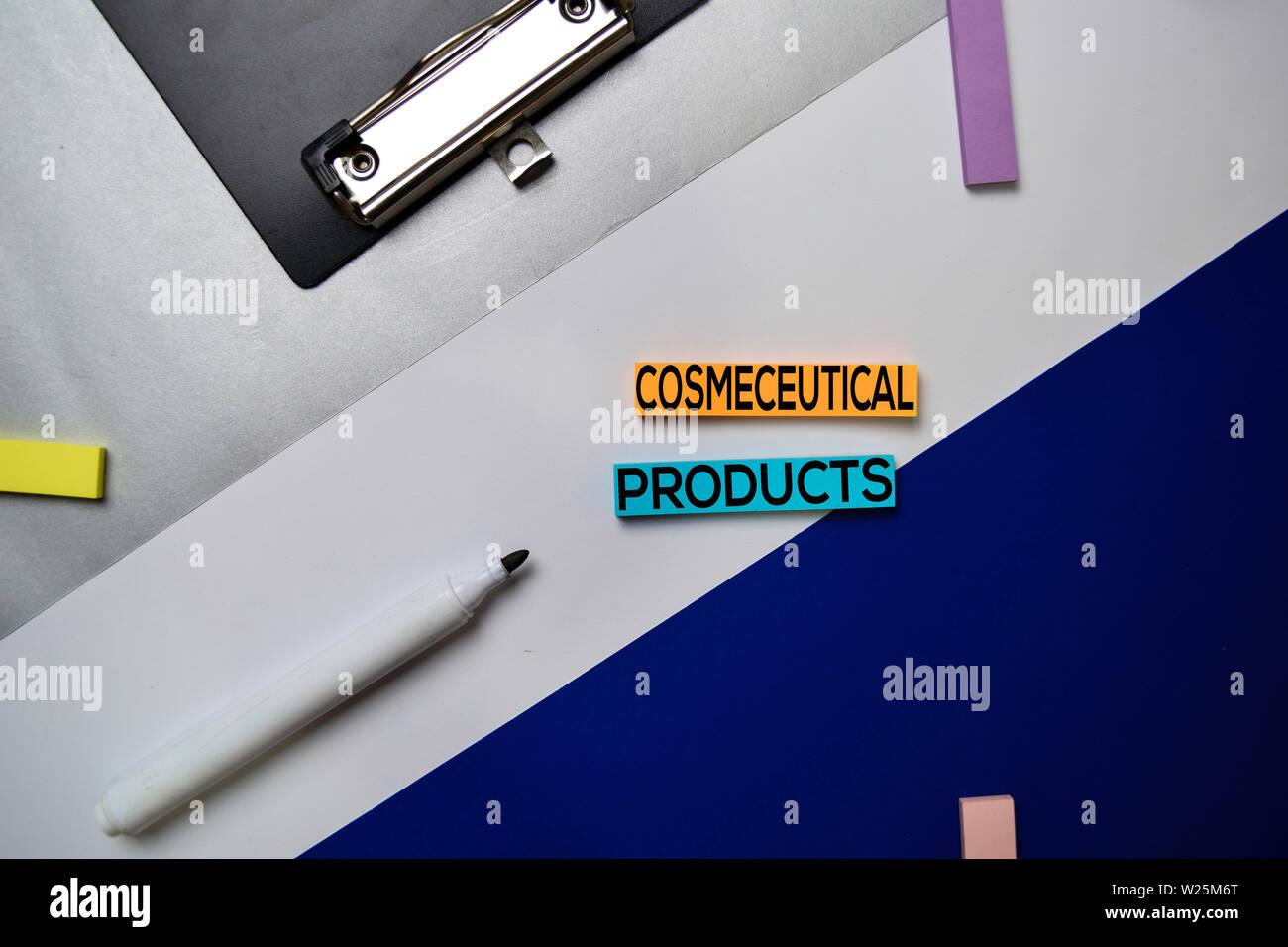 Cosmeceutical Products text on sticky notes with color office desk ...