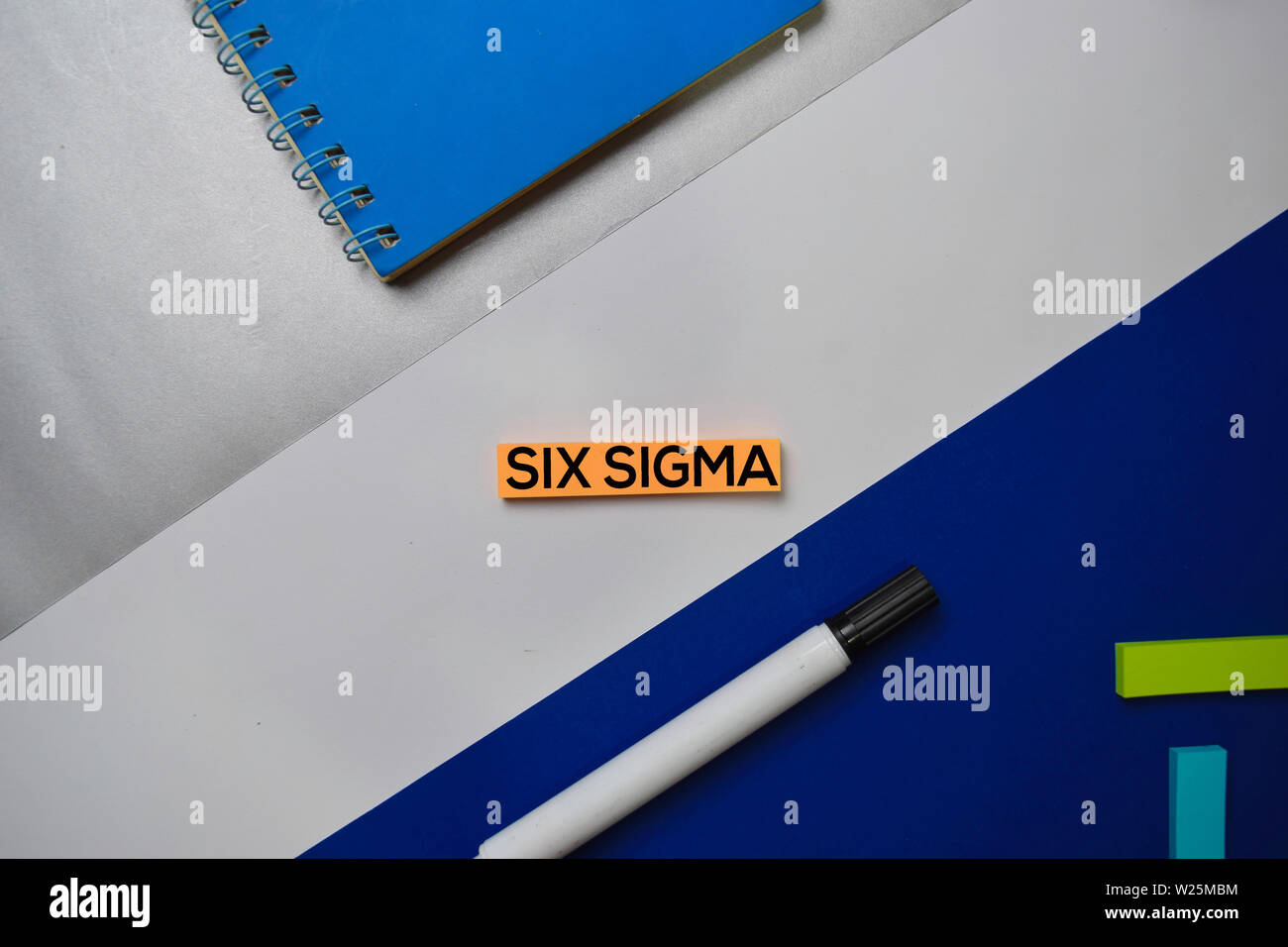 Six Sigma text on sticky notes with color office desk concept Stock ...