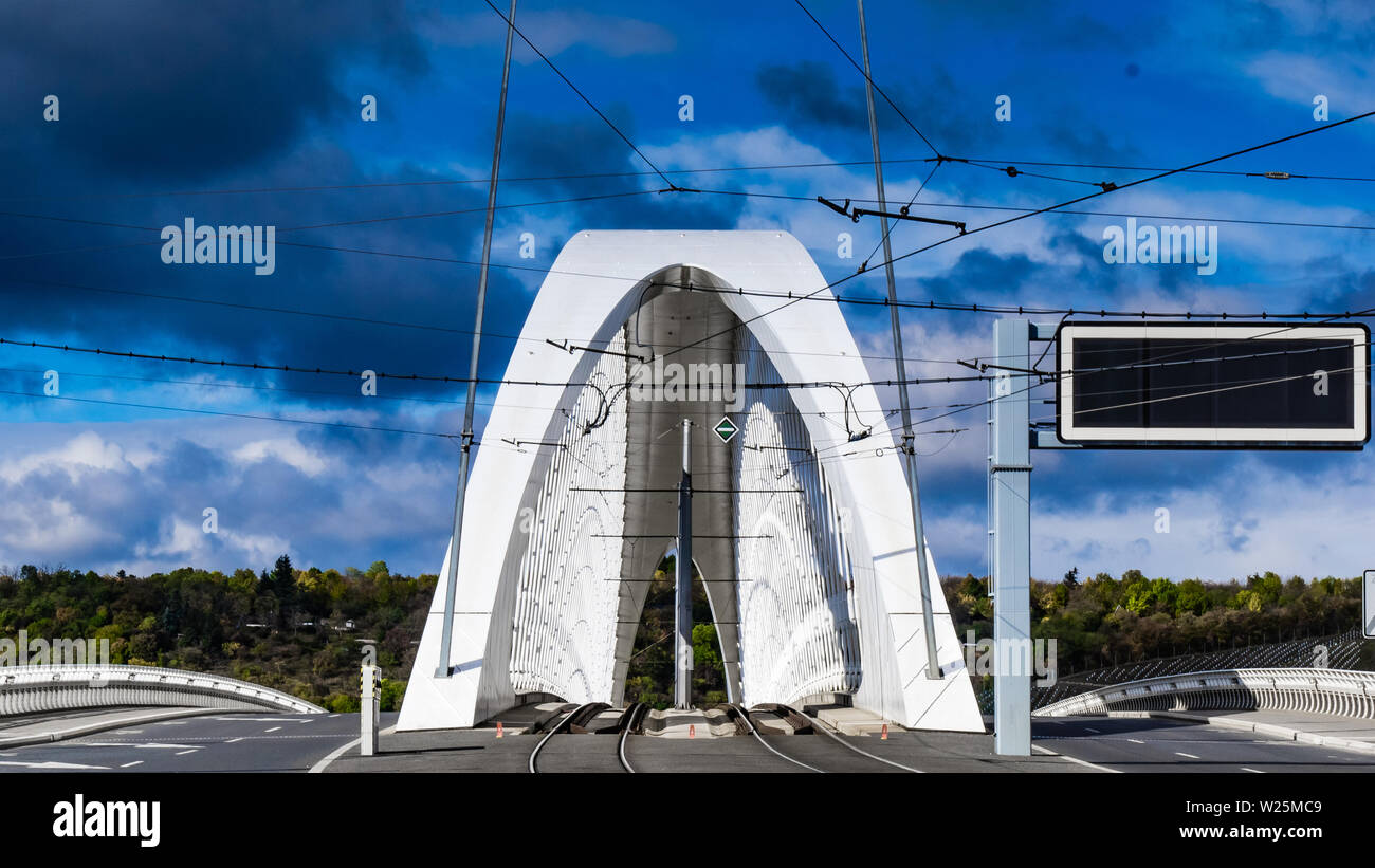 New and modern Troja bridge over Vltava river Stock Photo - Alamy