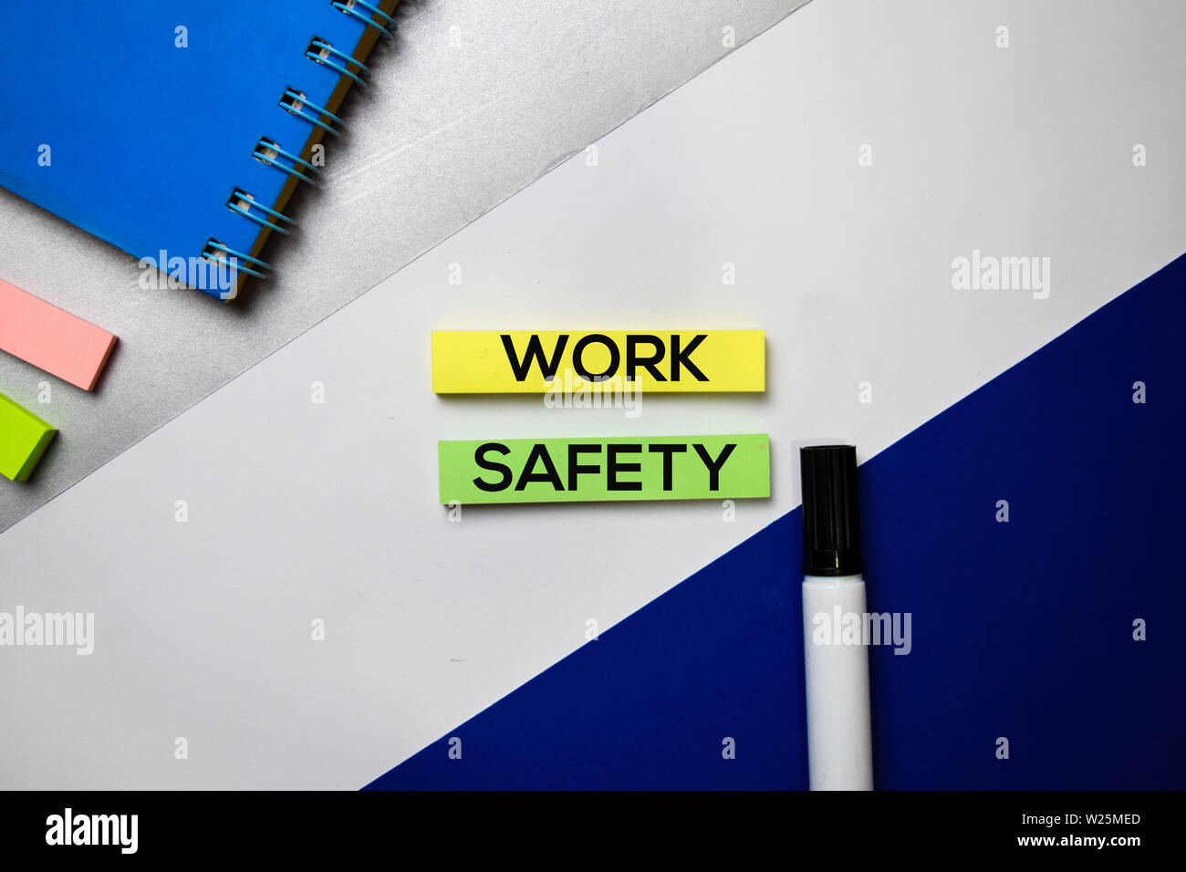 Work Safety text on sticky notes with color office desk concept Stock ...