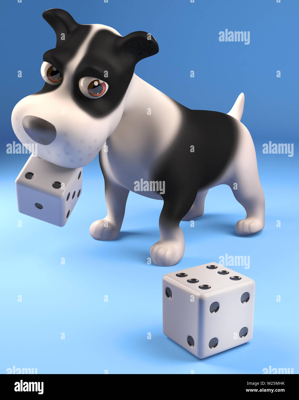 Funny puppy dog gambles with dice, 3d illustration render Stock Photo ...
