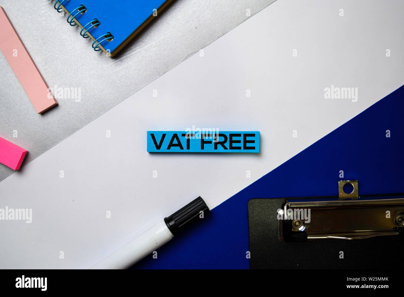 Value Added Tax Free (VAT) text on sticky notes with color office desk ...