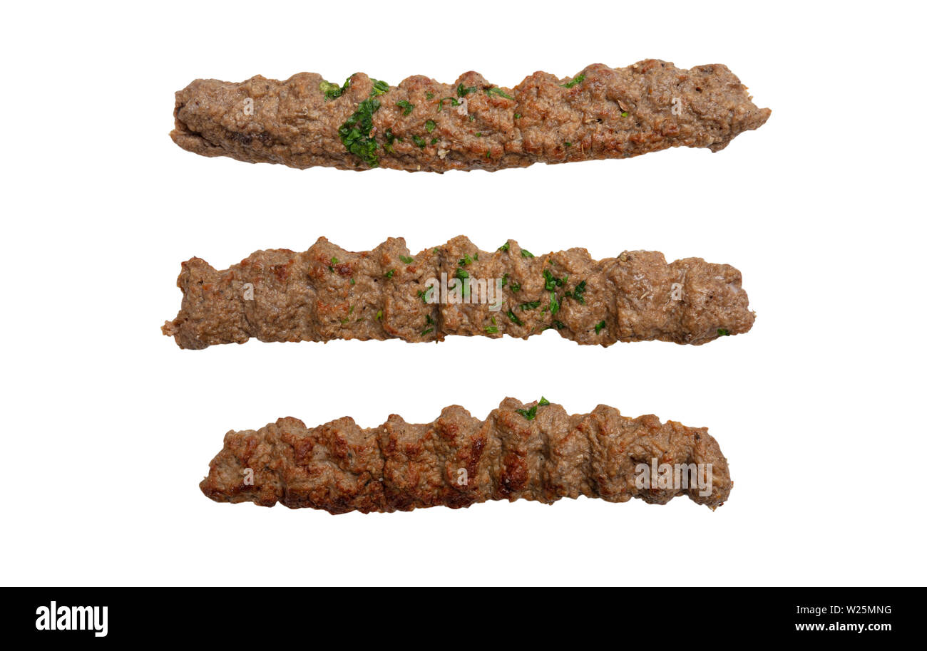 Kebab, traditional turkish, greek meat food, isolated cutout on white ...