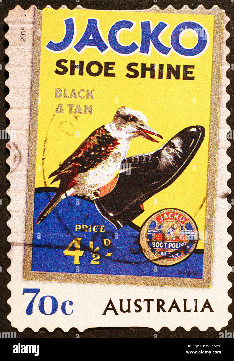 Old advertising of boot polish on australian postage stamp Stock Photo ...