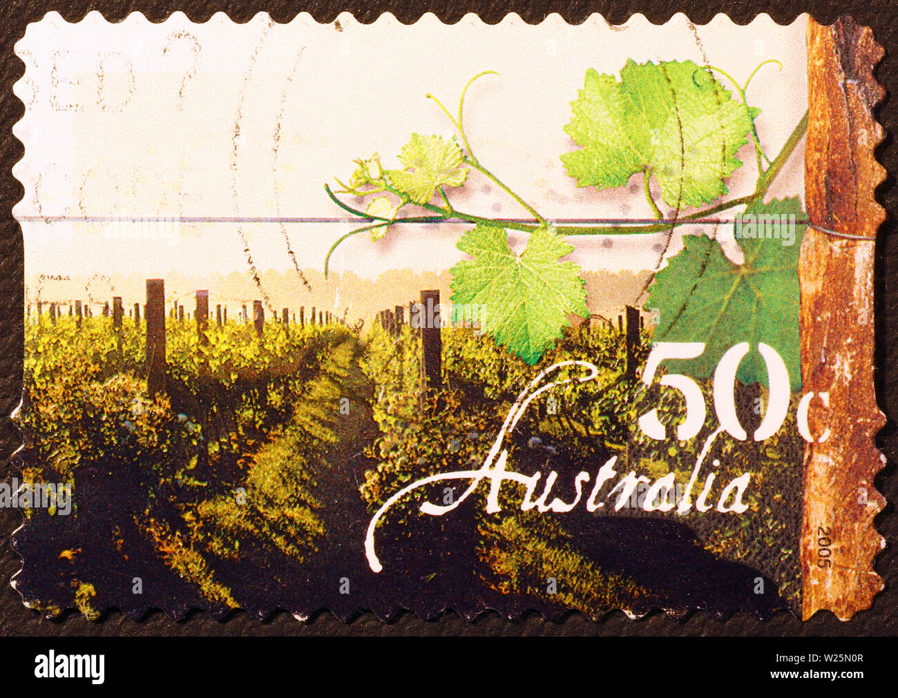 Rows of vines on australian postage stamp Stock Photo - Alamy