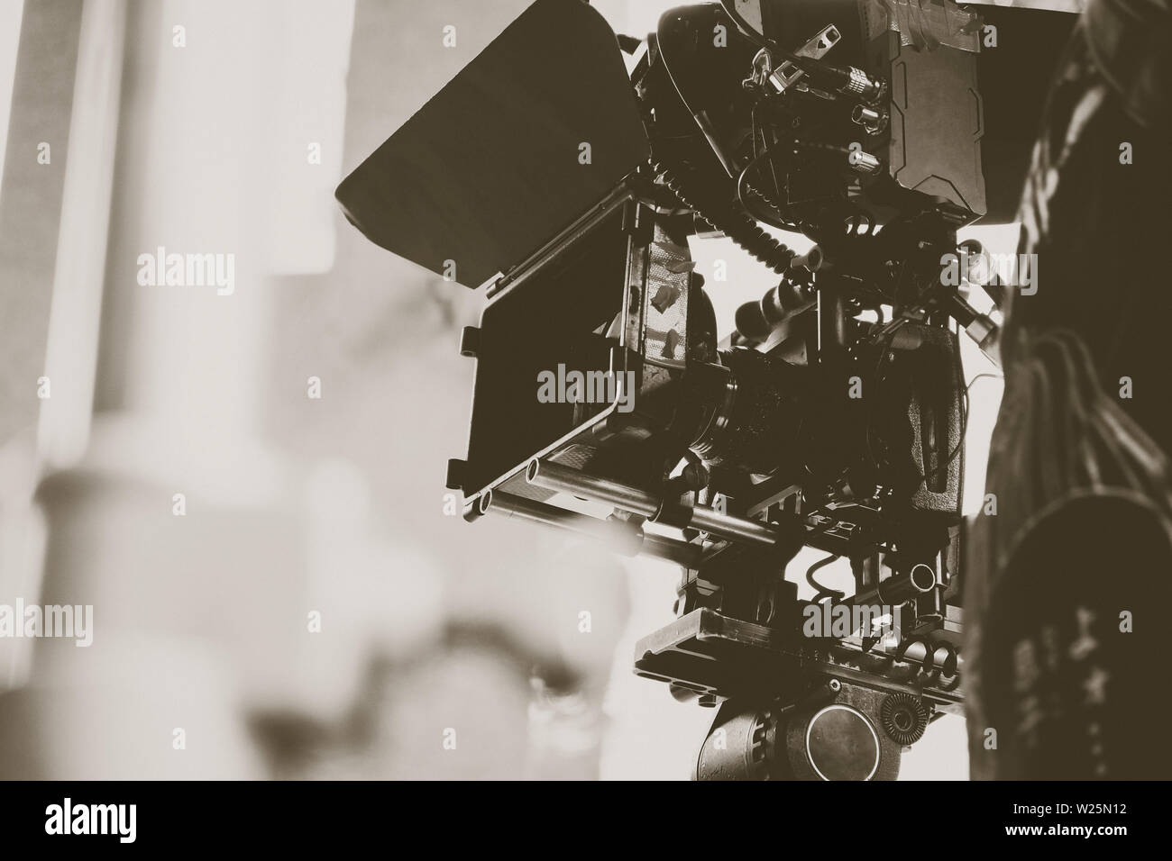 Filming with professional camera background Stock Photo - Alamy