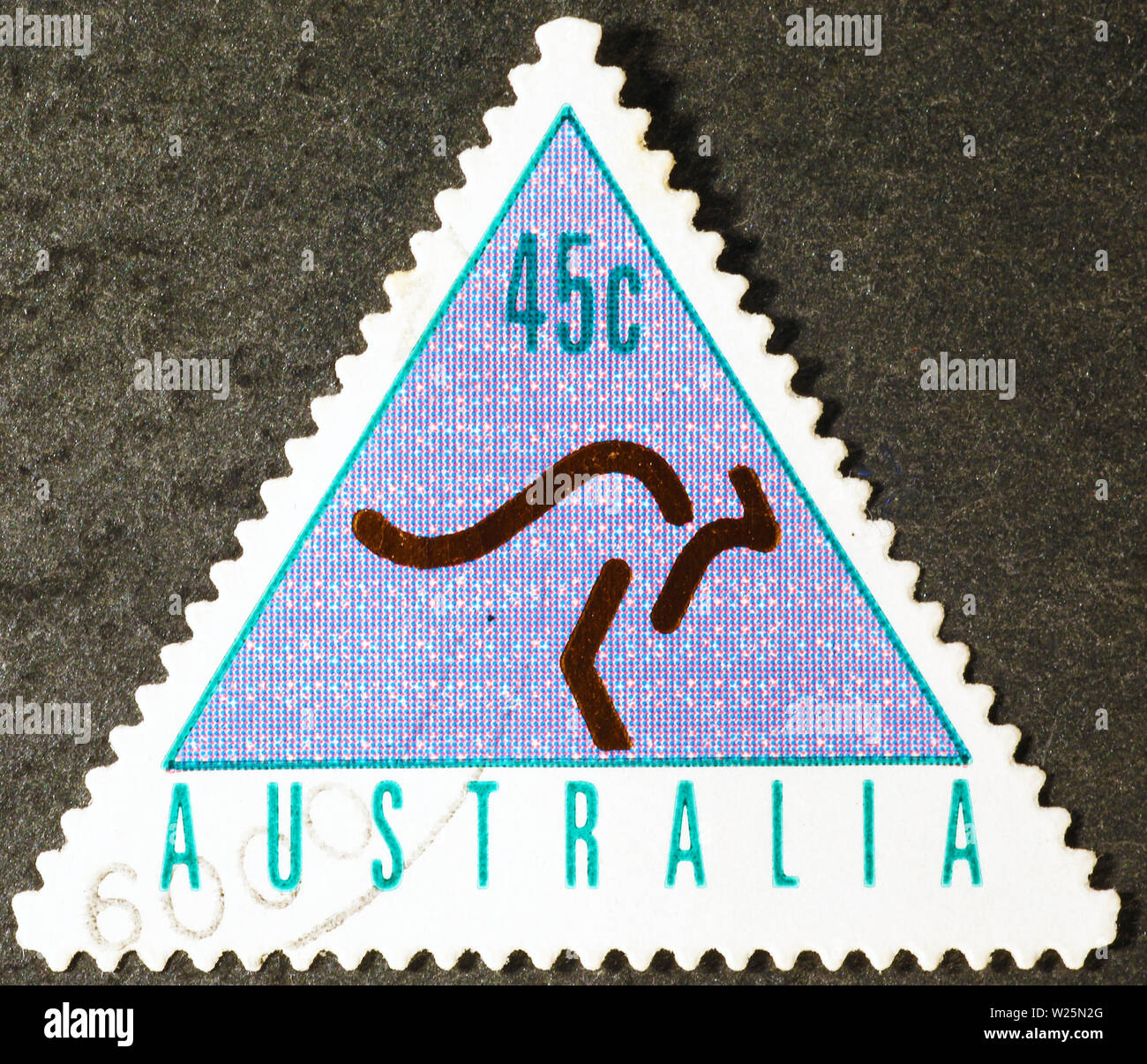 Stylized kangaroo on australian triangular postage stamp Stock Photo ...