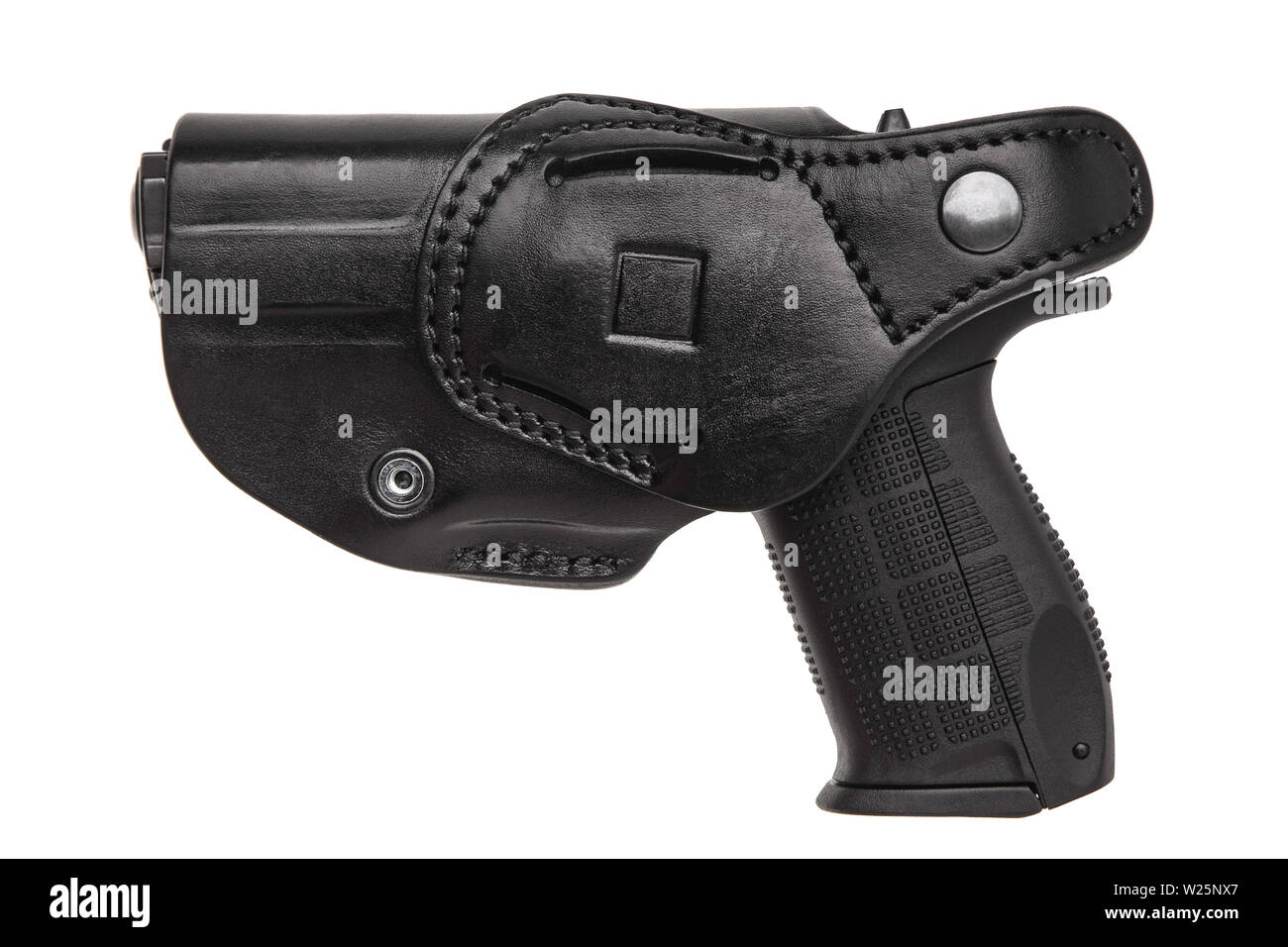 Pistol gun in leather Cut Out Stock Images & Pictures - Alamy