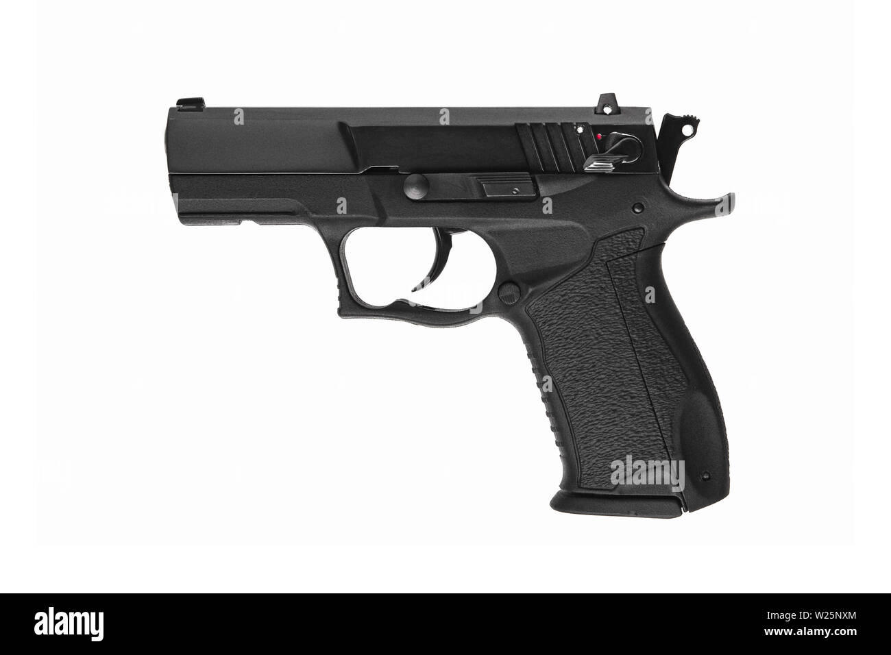 Black gun pistol isolated on white background Stock Photo - Alamy