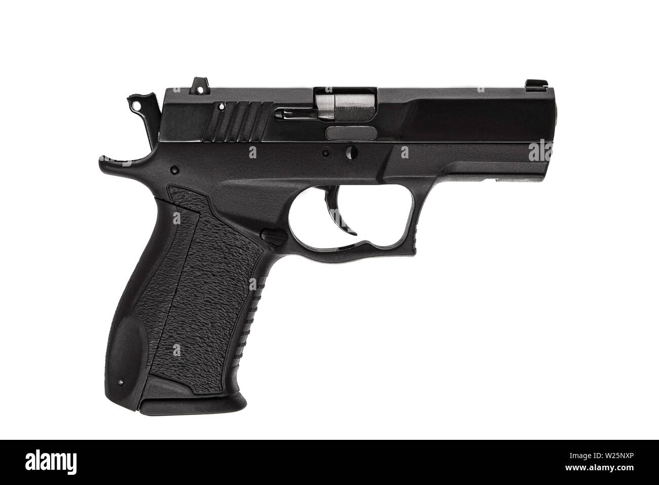 Black gun pistol isolated on white background Stock Photo - Alamy