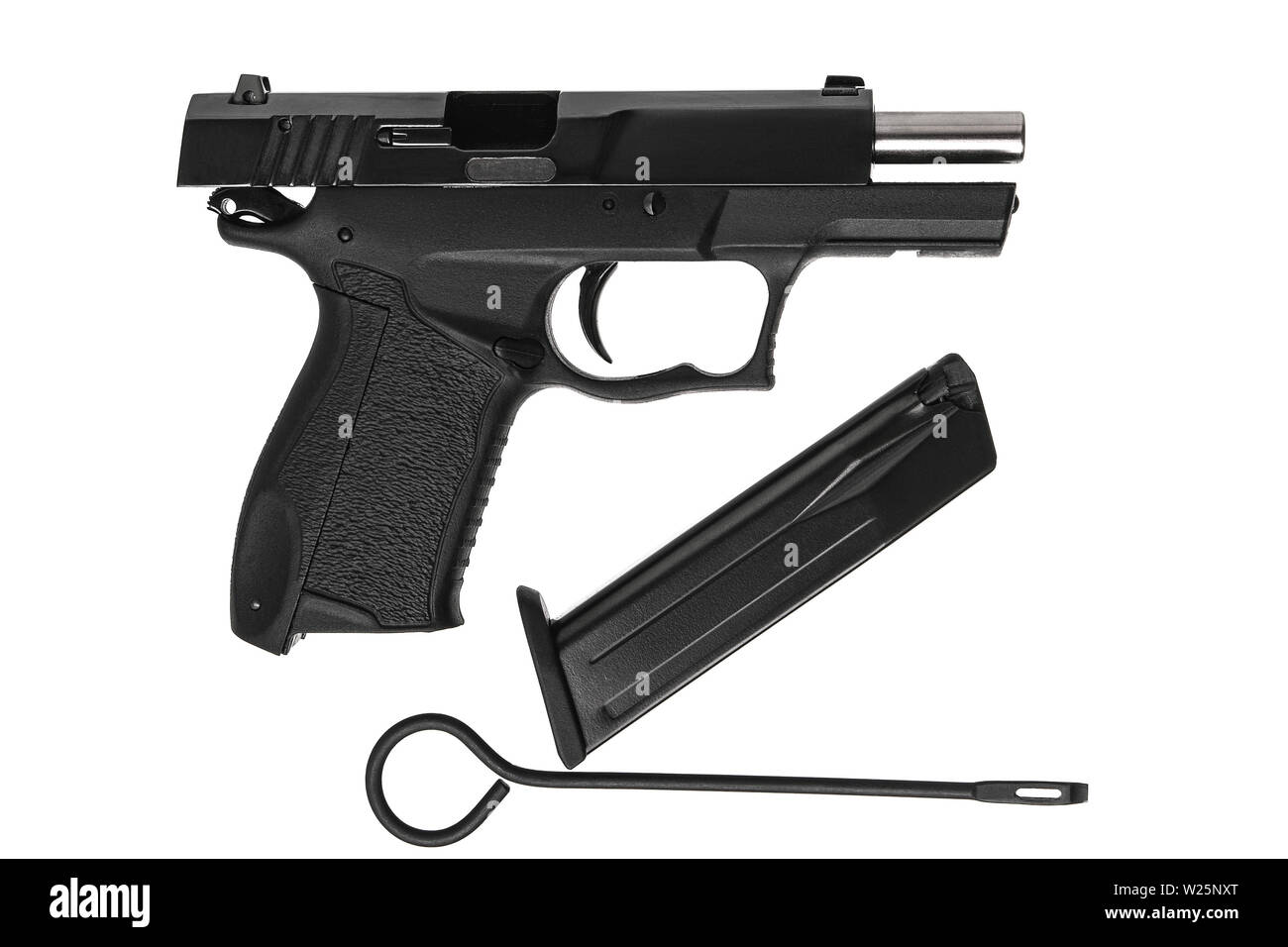 Black gun pistol isolated on white background Stock Photo - Alamy