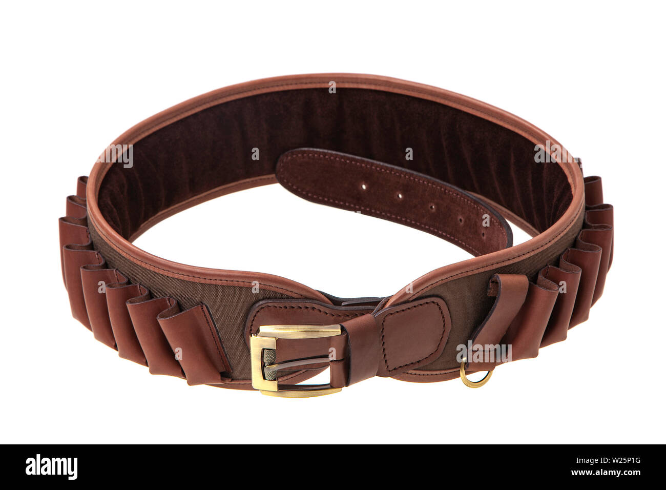 Brown leather bandolier isolated on a white background Stock Photo - Alamy