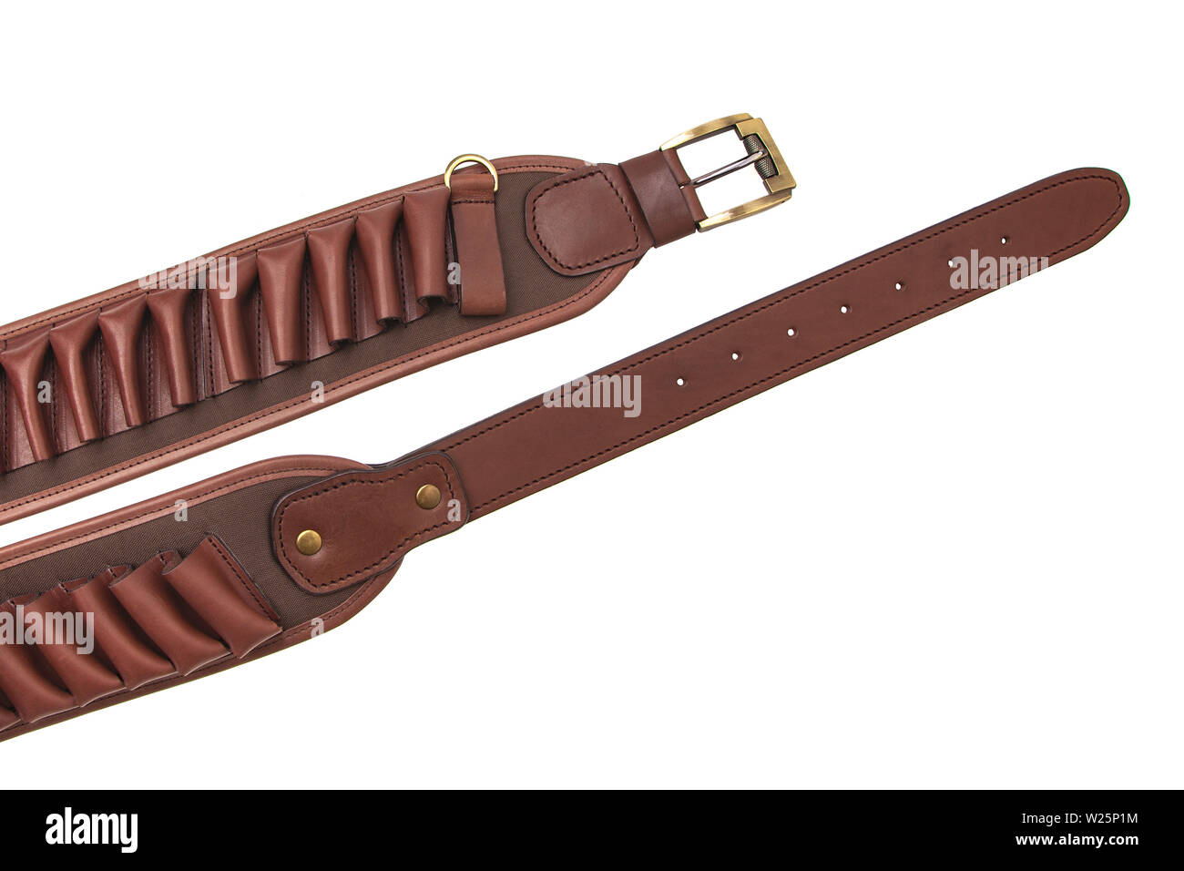 Brown leather bandolier isolated on a white background Stock Photo - Alamy