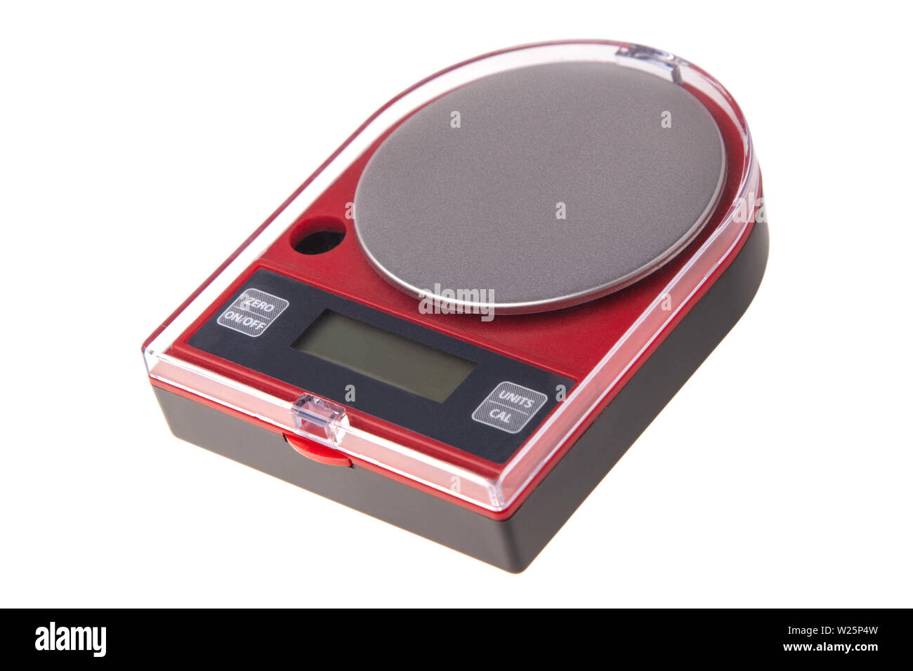 portable red electronic scales isolated on white background Stock Photo ...