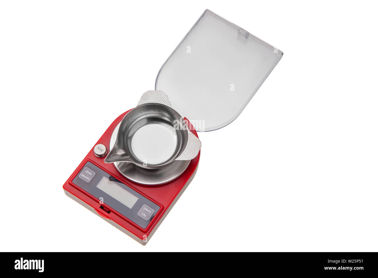 portable red electronic scales isolated on white background Stock Photo ...