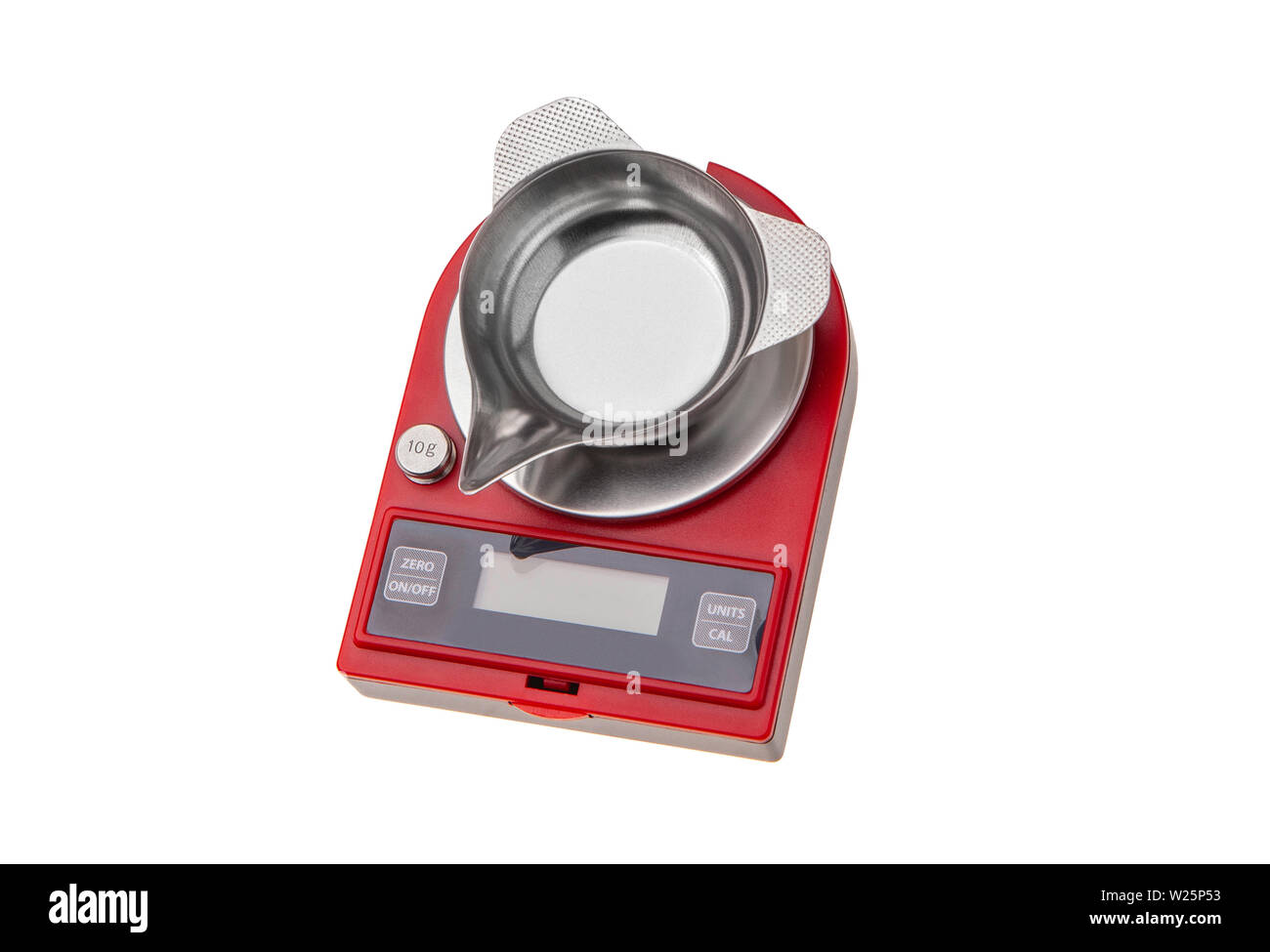 portable red electronic scales isolated on white background Stock Photo ...