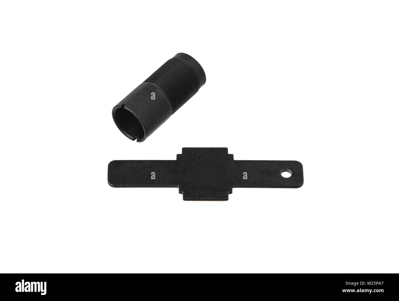 choke gun and key for them isolated on white background Stock Photo - Alamy