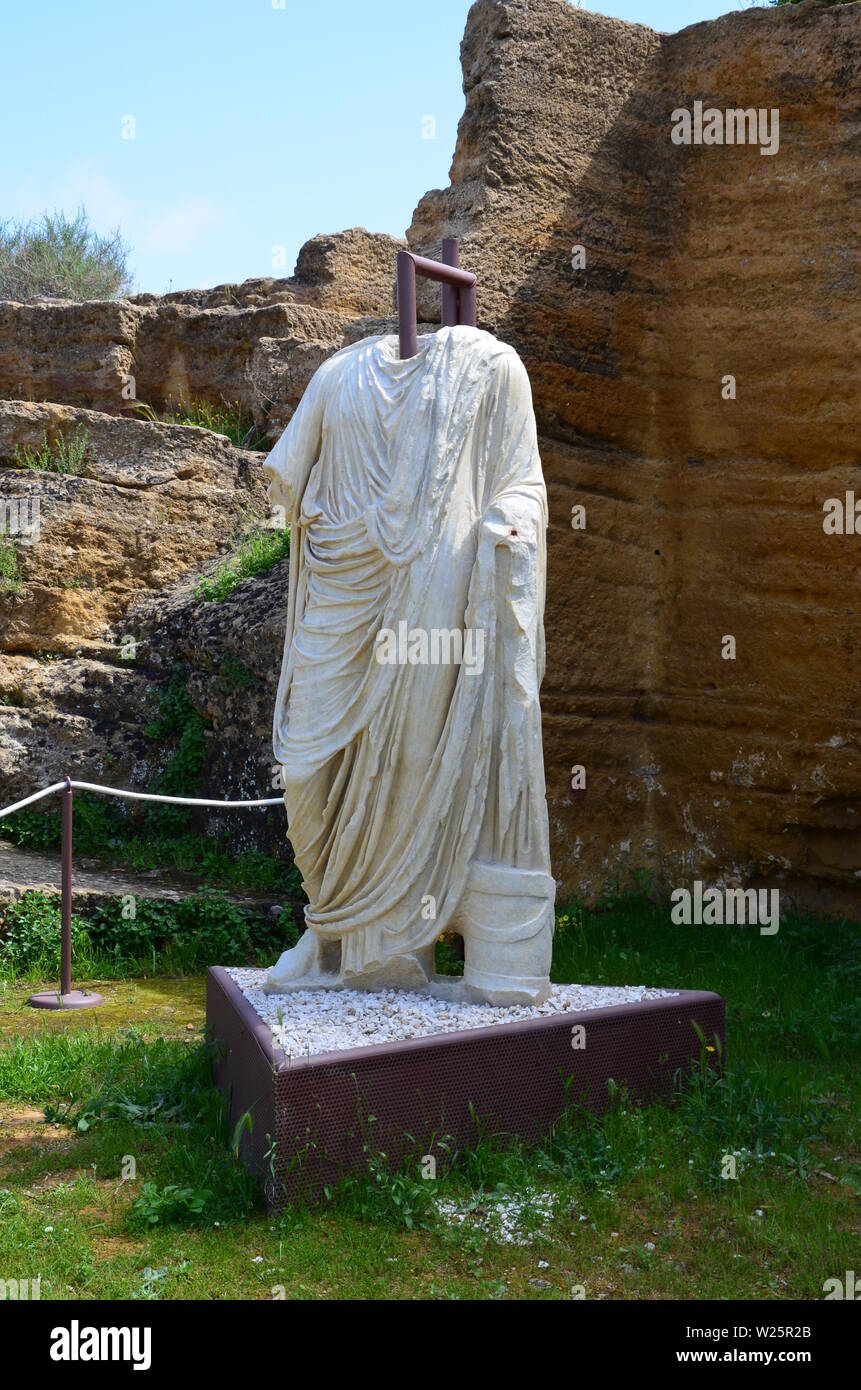 The statue in the archeological area of Agrigento Stock Photo - Alamy