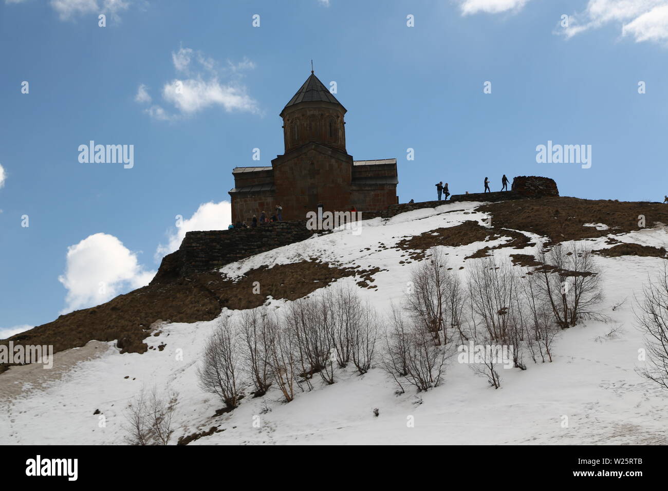 in georgia gergeti the old monastery medieval architecture near the ...