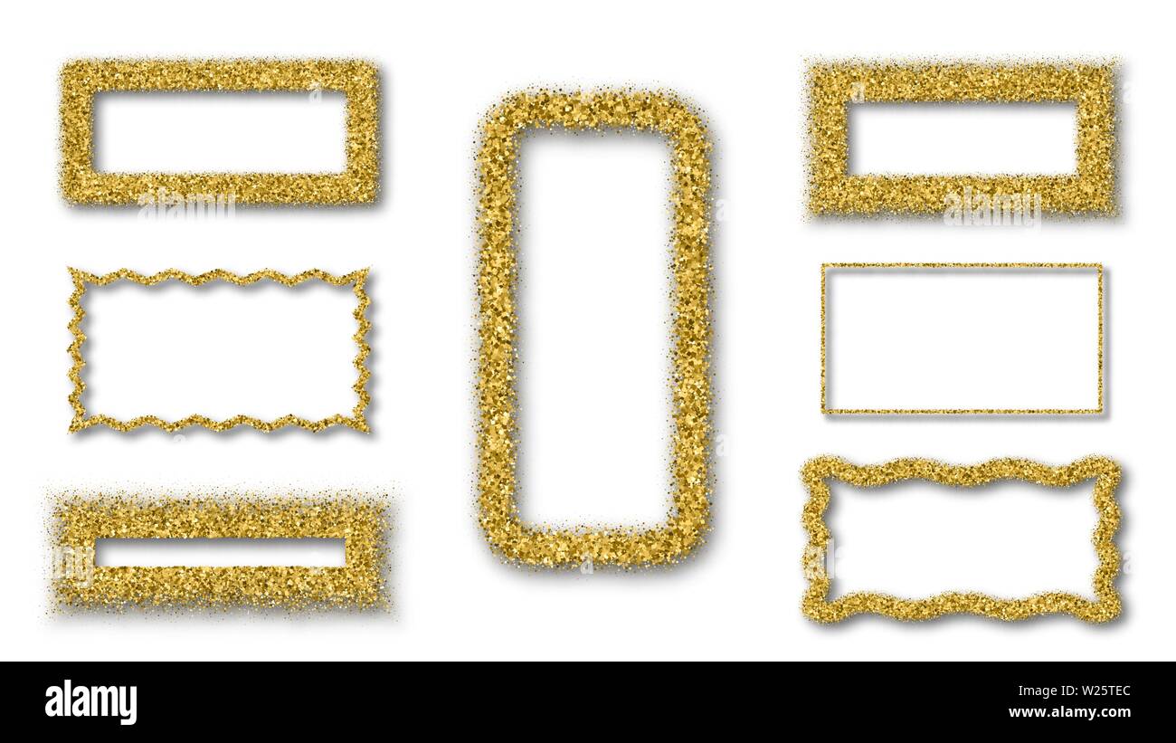 Gold Glitter Frame With Bland Shadows Isolated On White Background ...