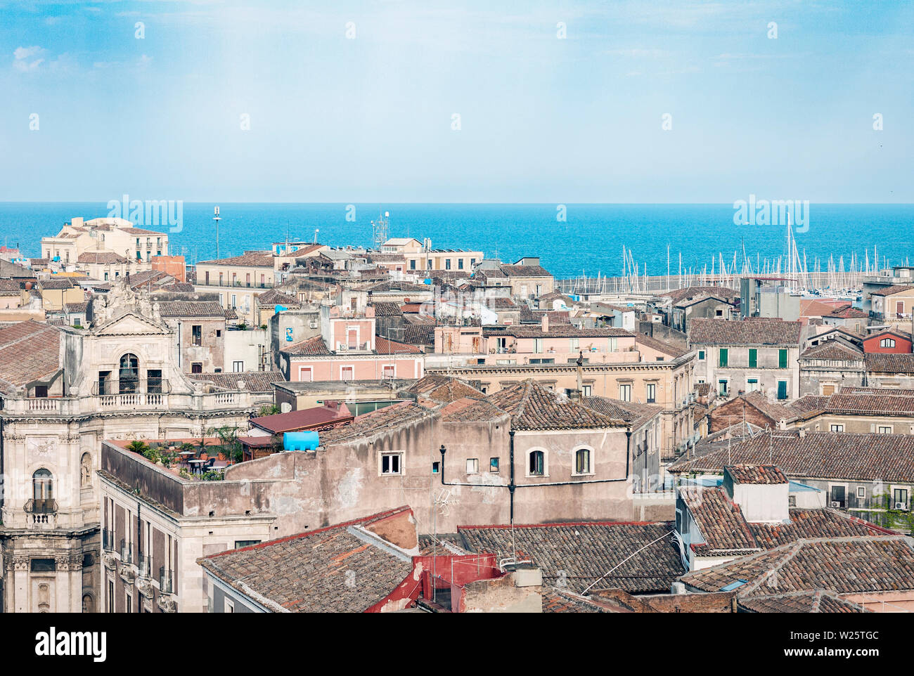 Catania aerial cityscape, traditional architecture of Sicily, Southern ...