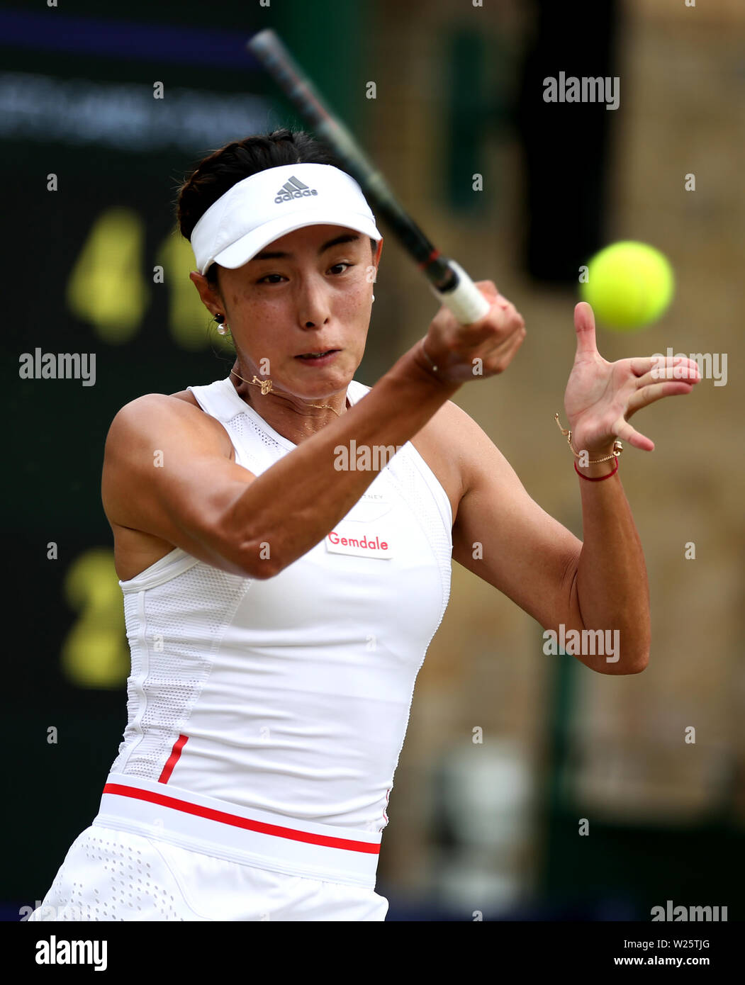 Qiang Wang during her match against Elise Mertens on day six of the ...