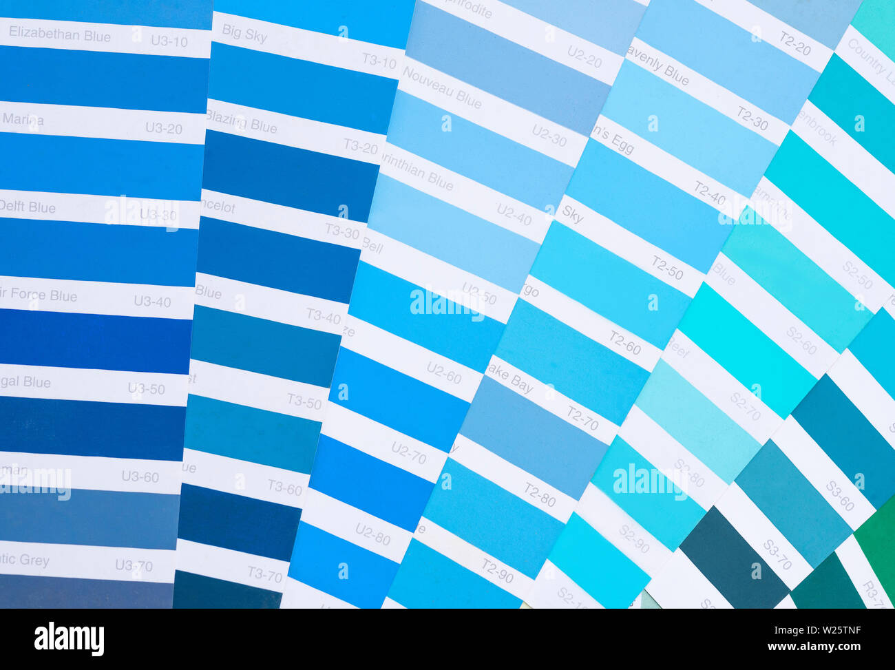 A close up of paint sample colour / color charts Stock Photo - Alamy