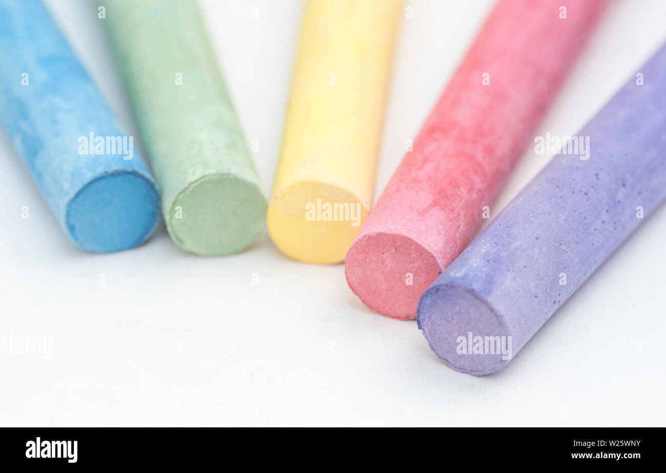 A close up of some coloured chalk pastels in various colours Stock ...