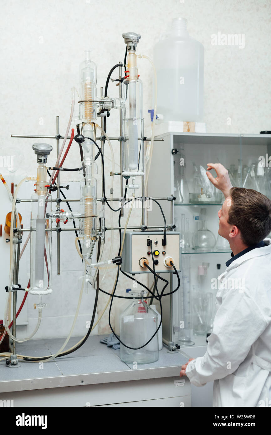 scientist conducts chemical experiments in the laboratory Stock Photo ...