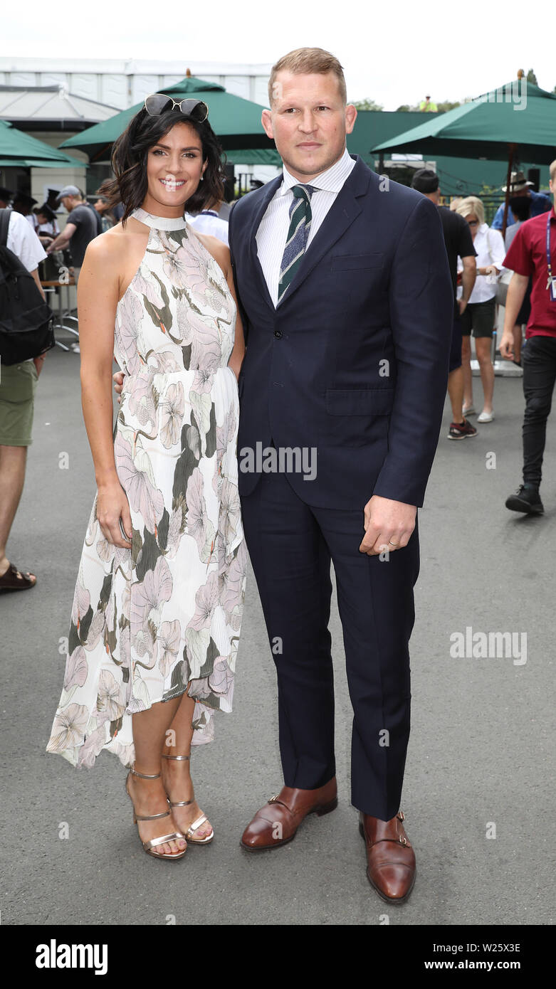 Dylan Hartley with wife Joanne arrive on day six of the Wimbledon ...