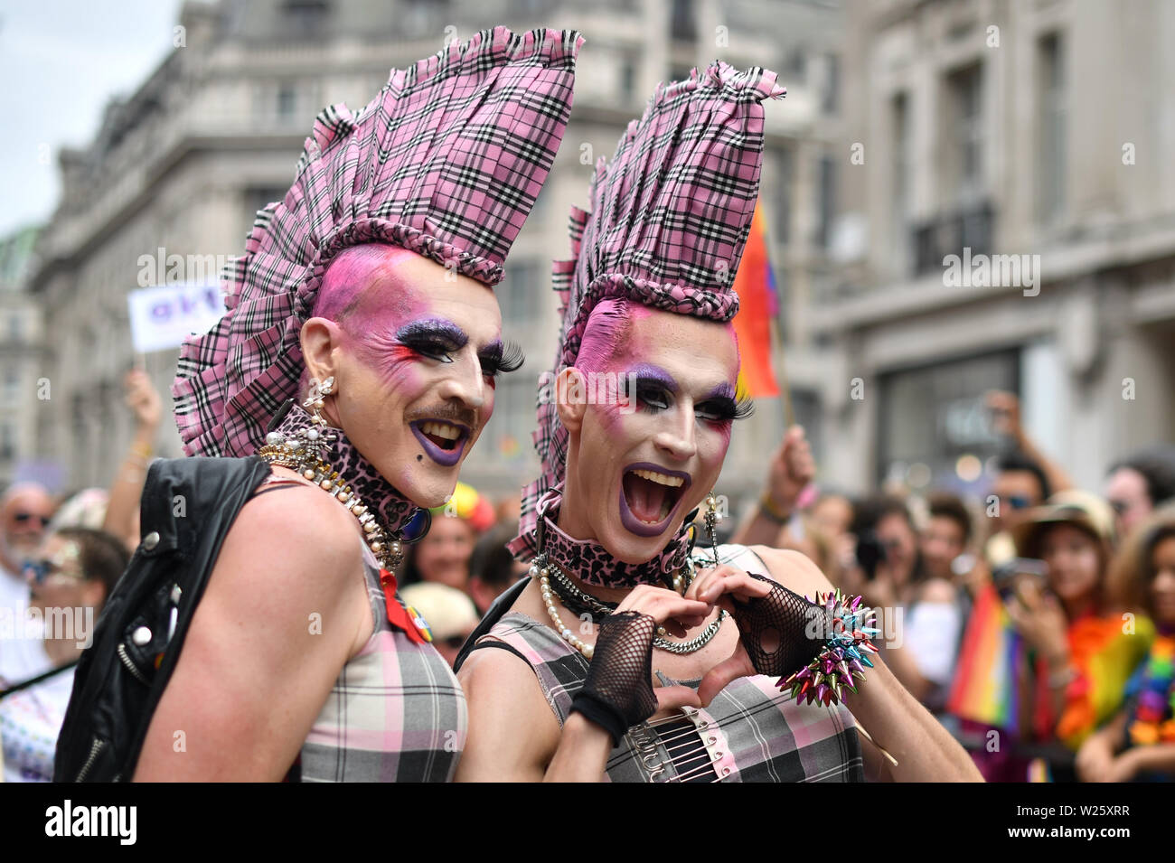 Revellers during the Pride in London Parade in central London Stock ...