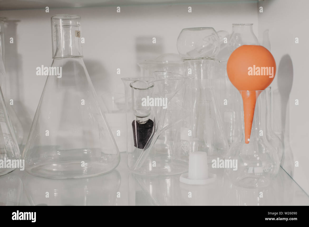 Test tubes and containers for experiments in the laboratory Stock Photo ...