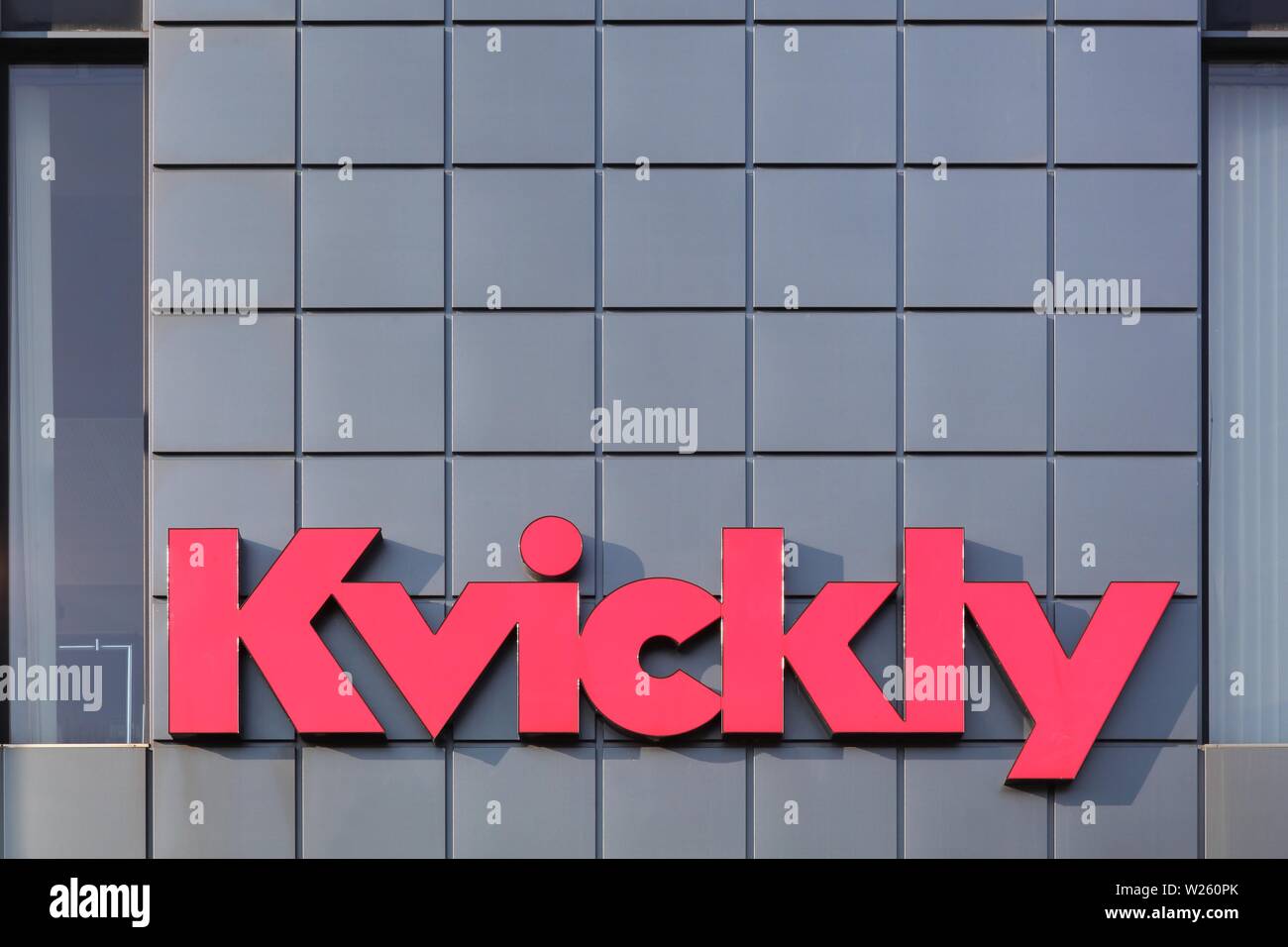 Odder, Denmark - September 25, 2016: kvickly logo on a wall. Kvickly is ...