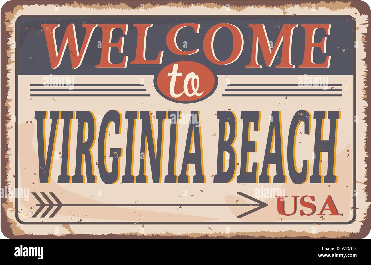 Welcome to Virginia Beach vintage grunge poster, vector illustration ...