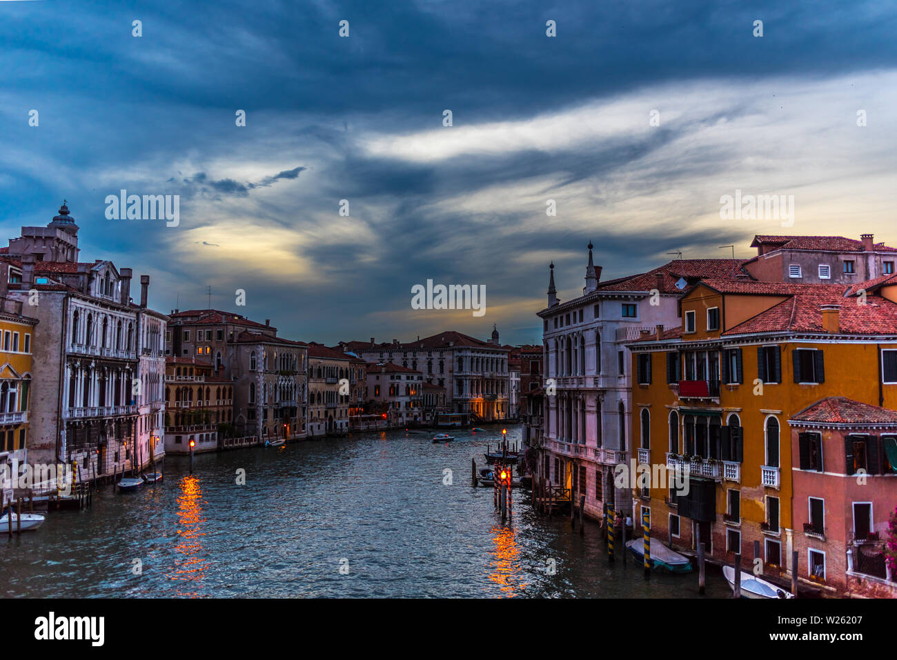 Night view of the grand canal in Venice Stock Photo - Alamy