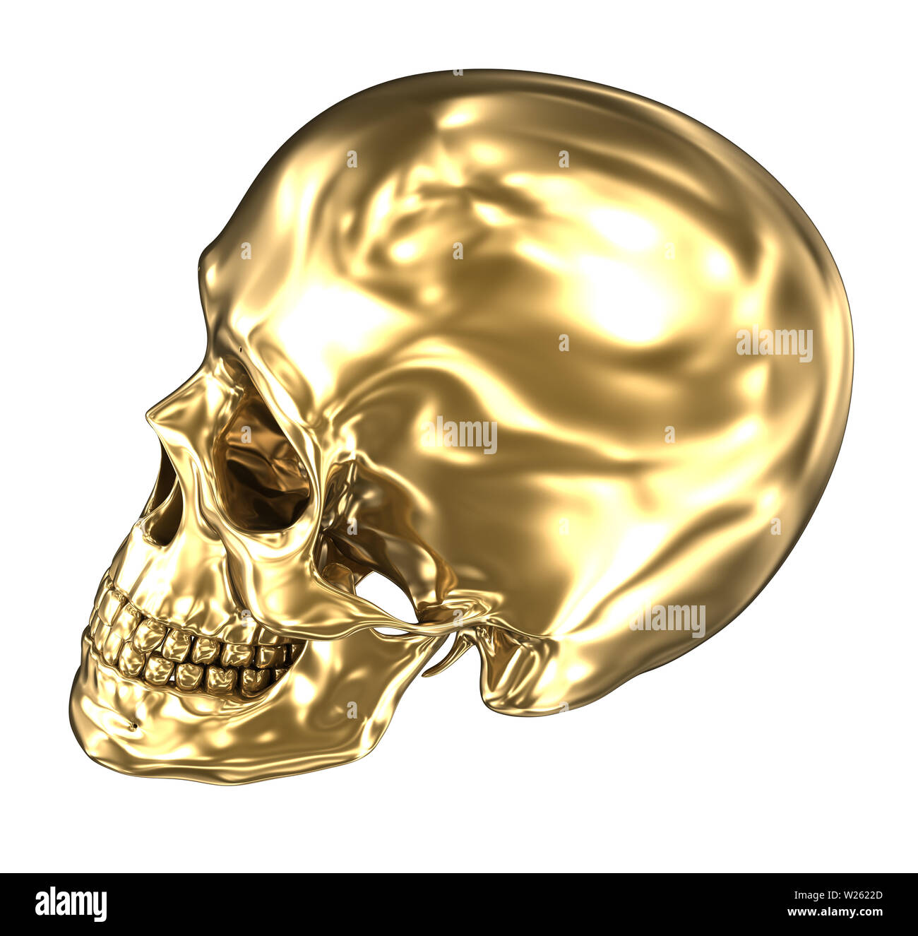 Golden human skull over white , 3D illustration Stock Photo - Alamy