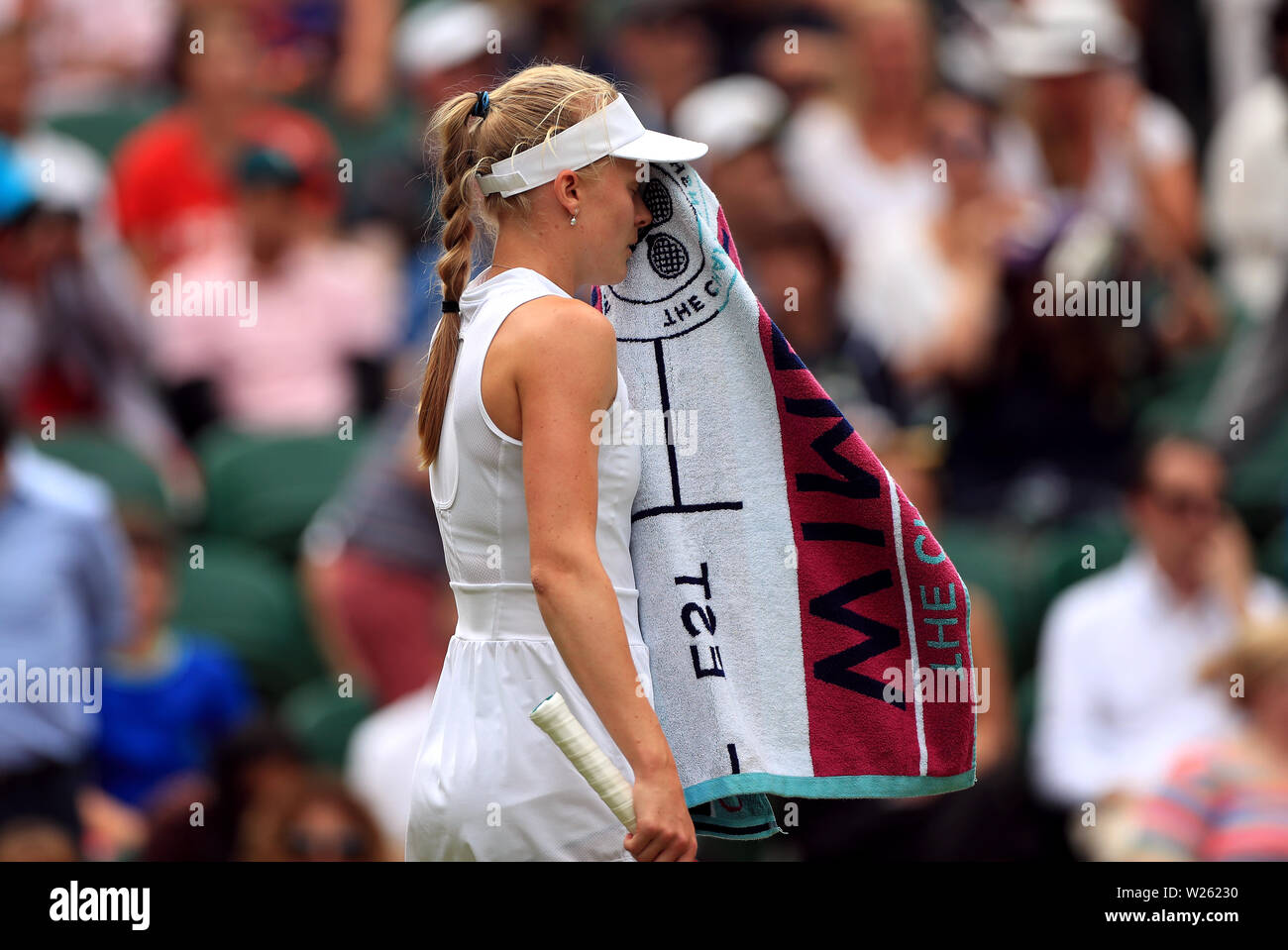 Harriet Dart during her match on day six of the Wimbledon Championships ...