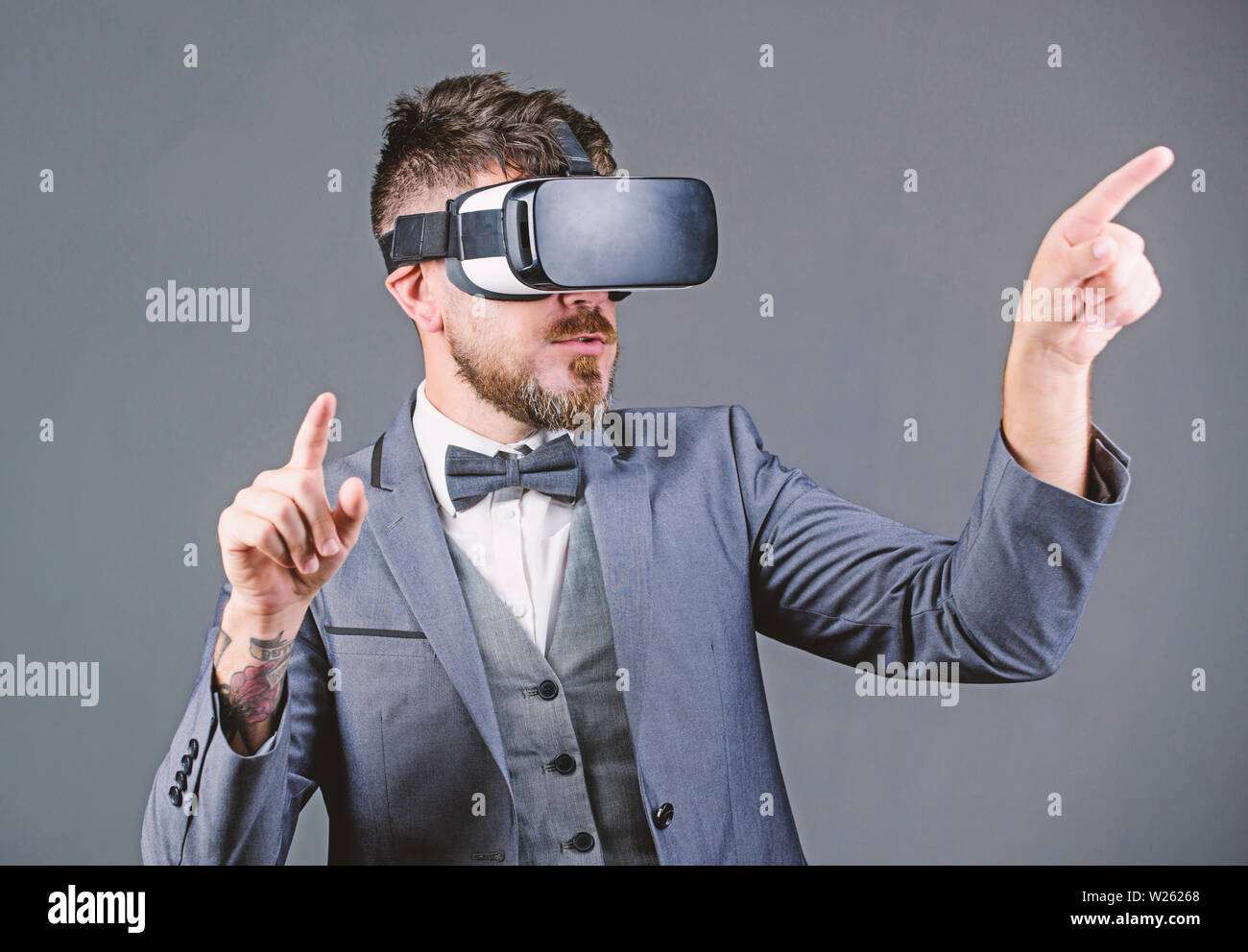 Innovation in business. virtual reality goggles. Modern business ...