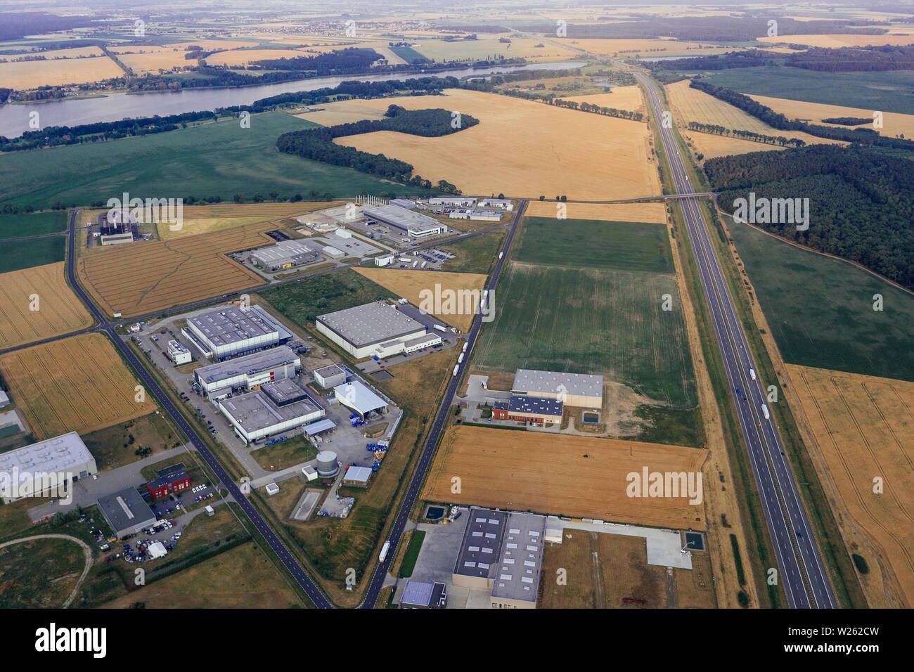 Aerial view of the distribution center, drone photography of the ...