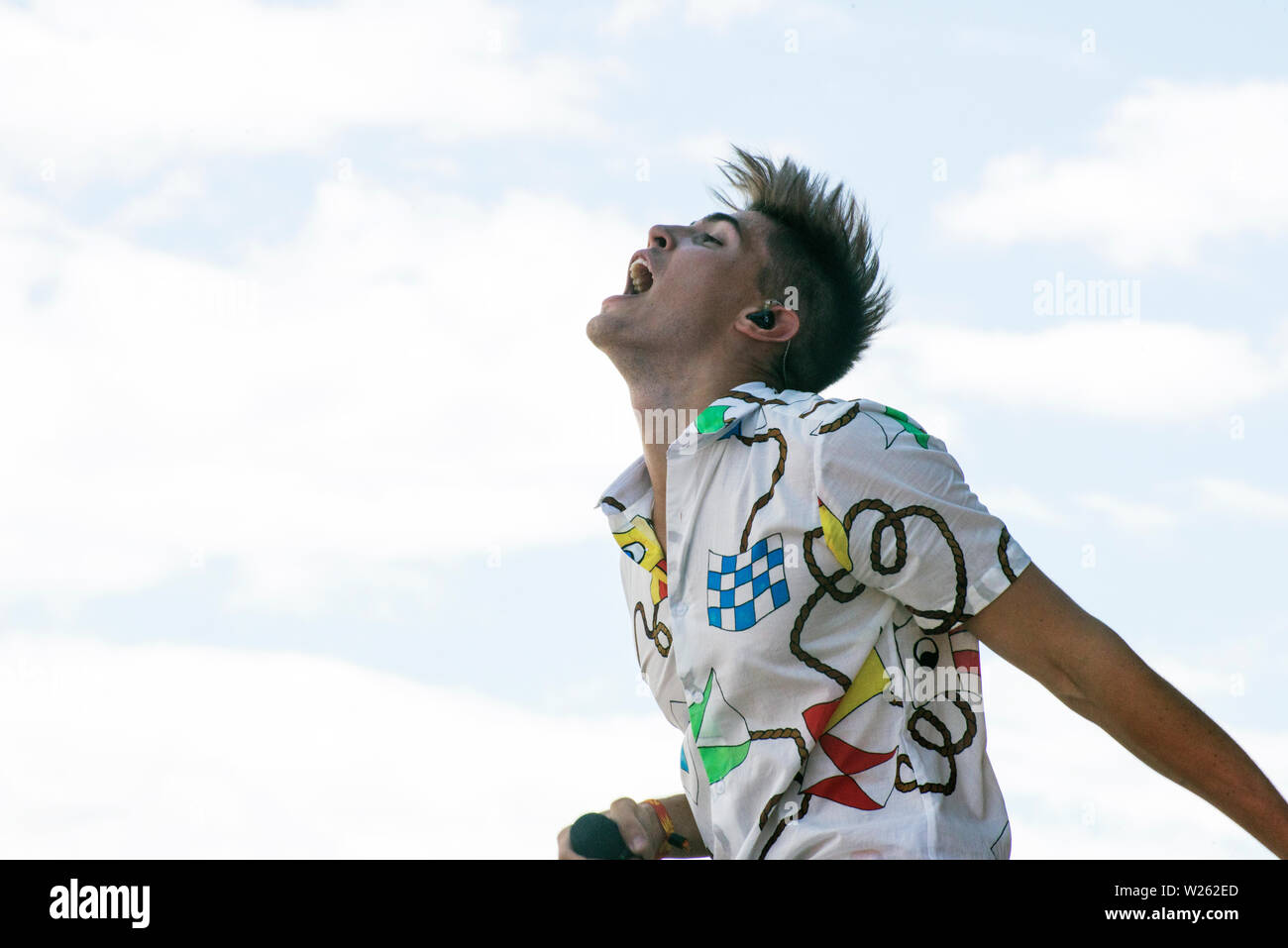 Turku, Finland. 6th July 2019. Finnish singer Robin Packalen performs ...