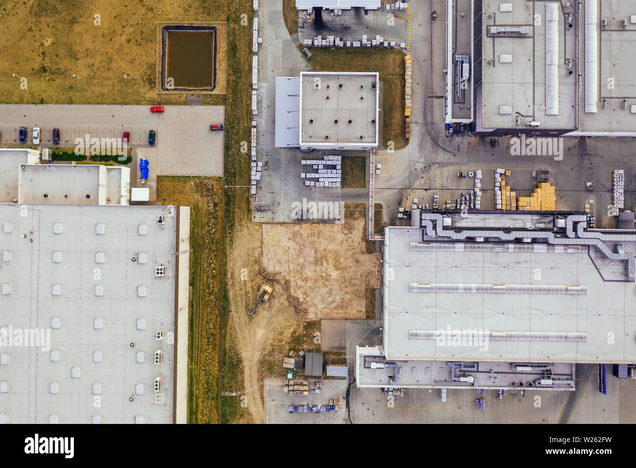 Aerial view of the distribution center, drone photography of the ...