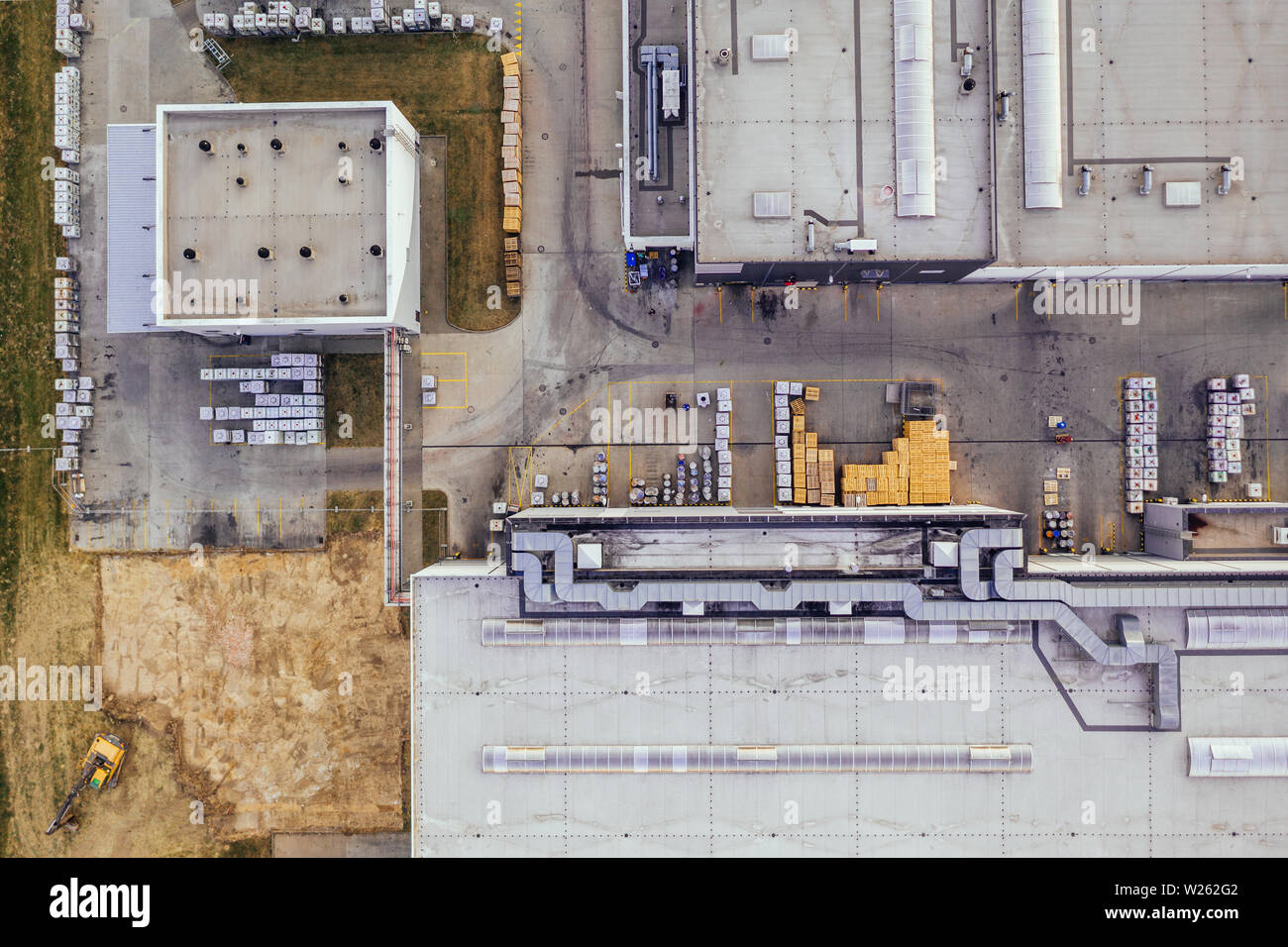 Aerial view of the distribution center, drone photography of the ...