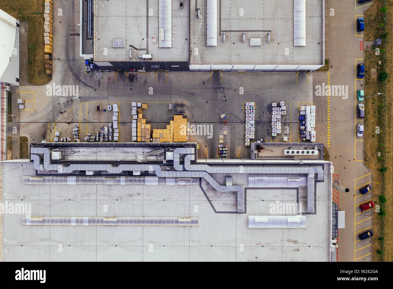 Aerial view of the distribution center, drone photography of the ...