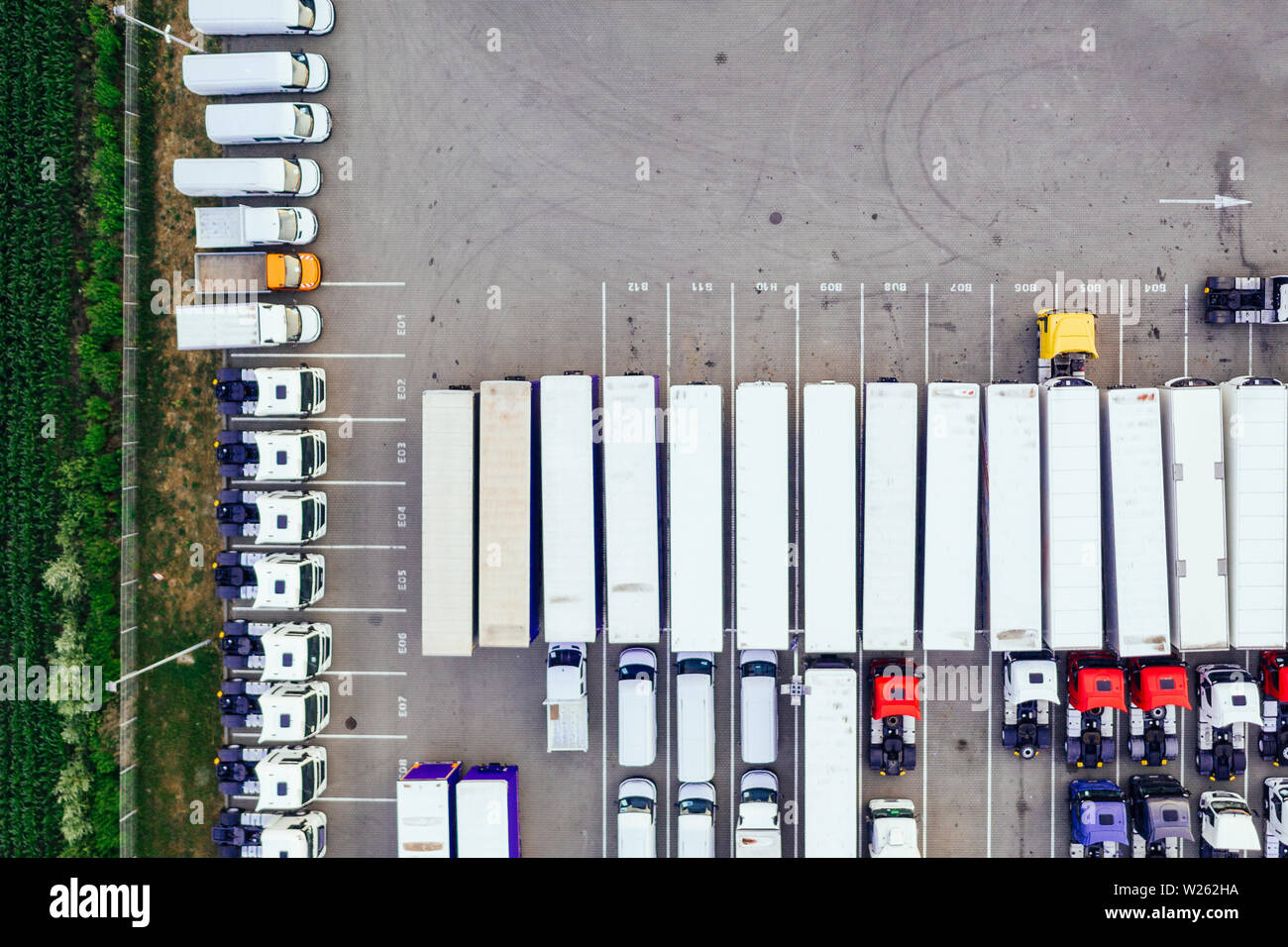 Aerial view of the distribution center, drone photography of the ...
