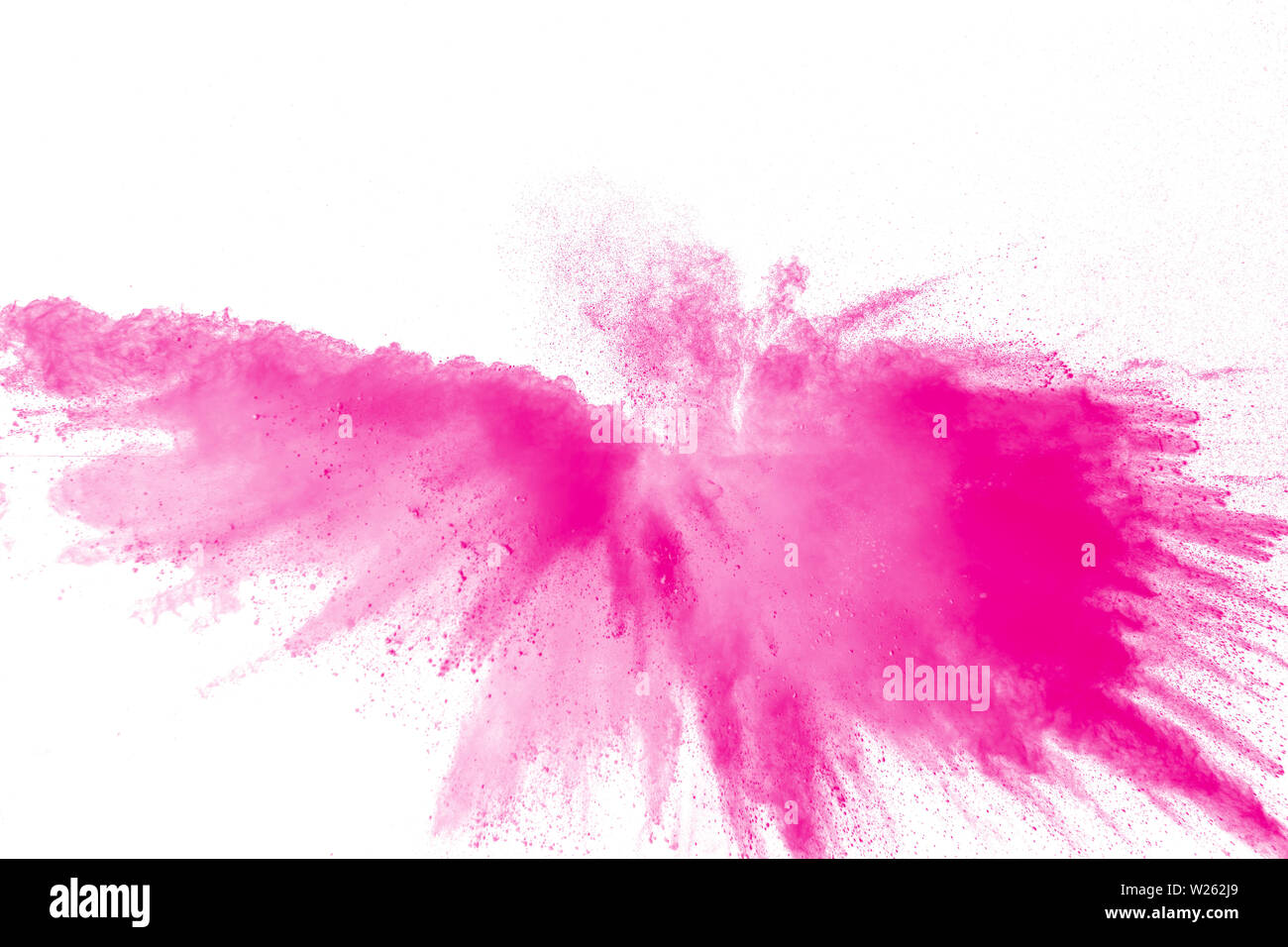 Pink Dust Particles Splash Pink Powder Explosion On White Background
