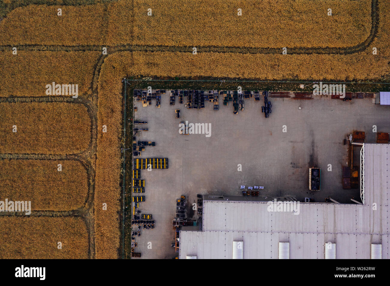 Aerial view of the distribution center, drone photography of the ...