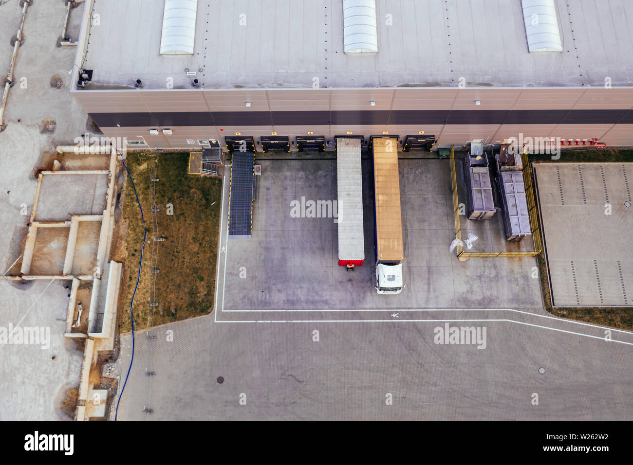 Aerial view of the distribution center, drone photography of the ...